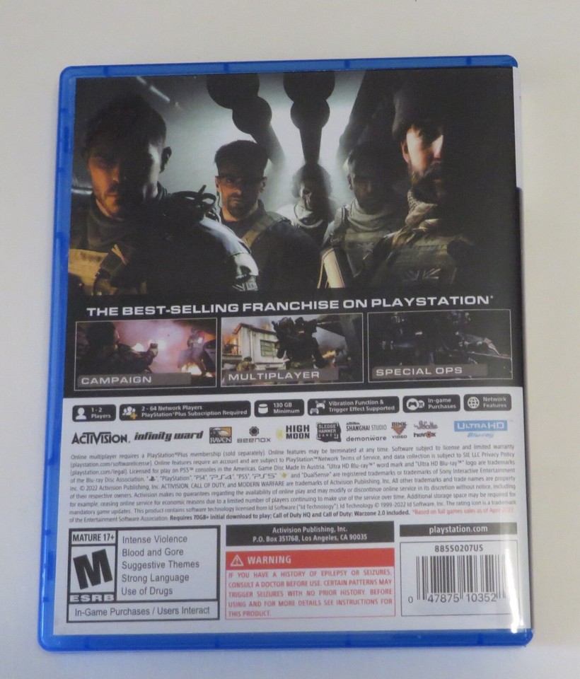 Replacement Case (NO GAME) Call of Duty Modern Warfare II PlayStation 5 ...