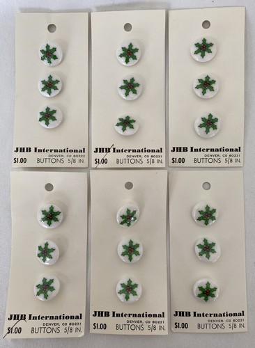 JHB International Vintage 19 CHRISTMAS HOLLY & IVY BUTTONS 5/8 Hand ...
