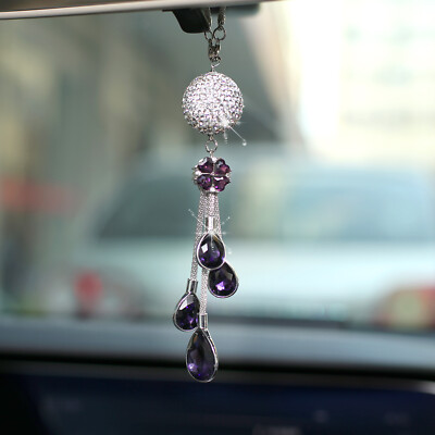 Crystal Car Pendant Deep Purple Diamond Inlaid Interior Mirror Crystal ...