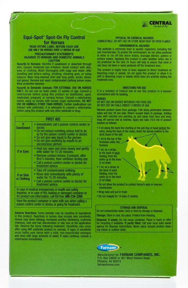 Equi-Spot Spot-On Fly & Tick Control for Horse Equine Kills & Repel ...