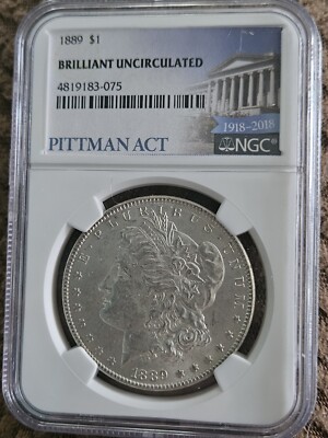 1889 BU Morgan Silver Dollar NGC - Pitman Act Label | eBay