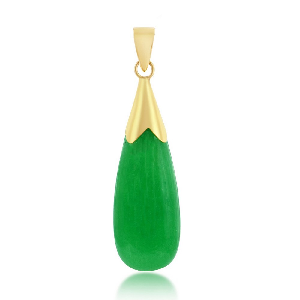 14K Yellow Gold Jade Pear-shaped Pendant | eBay