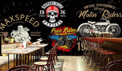 3D Retro Motorcycle 912 Wallpaper Mural Wall Print Wall Wallpaper ...