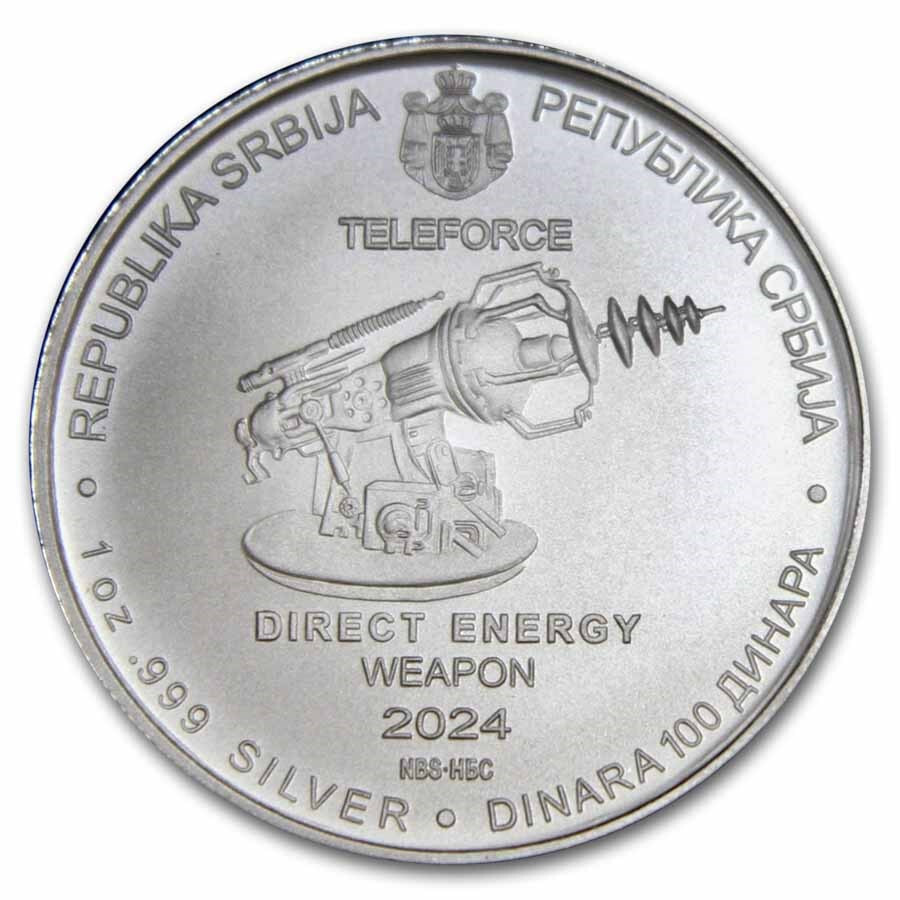 2024 Serbia Tesla Teleforce Direct Energy Weapon BU 1 oz Silver Coin in ...