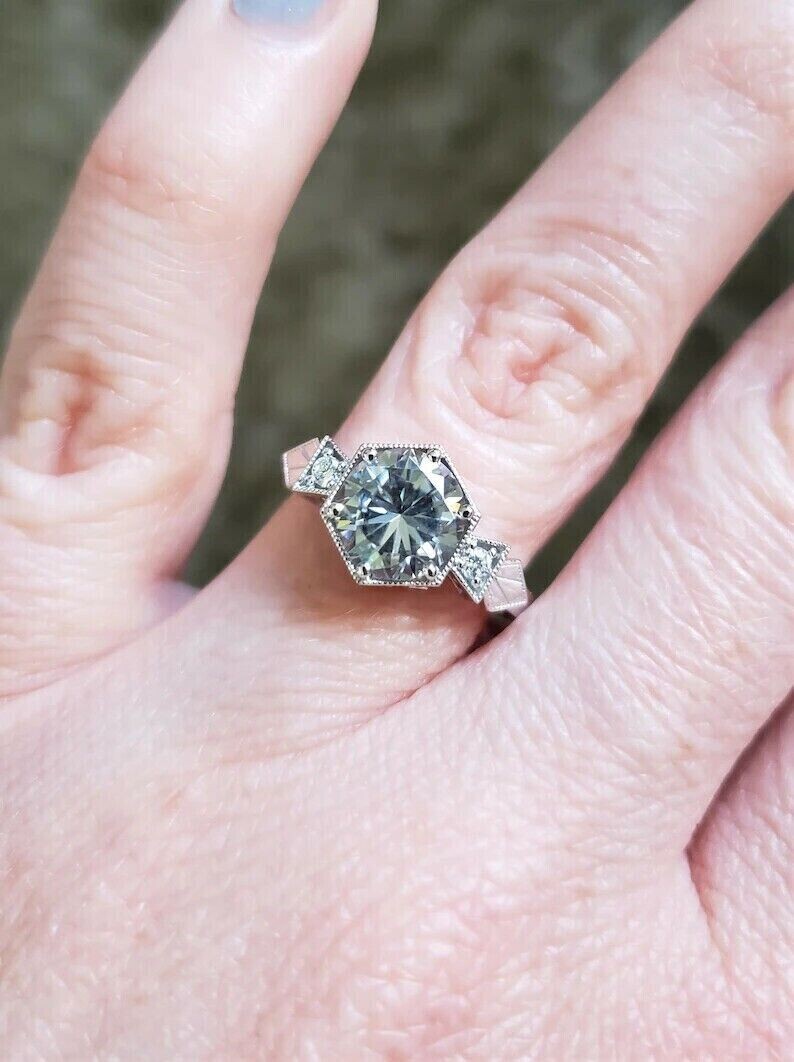 2.00 Ct Round Lab Created Diamond Engagement Ring 14K White Gold Plated ...