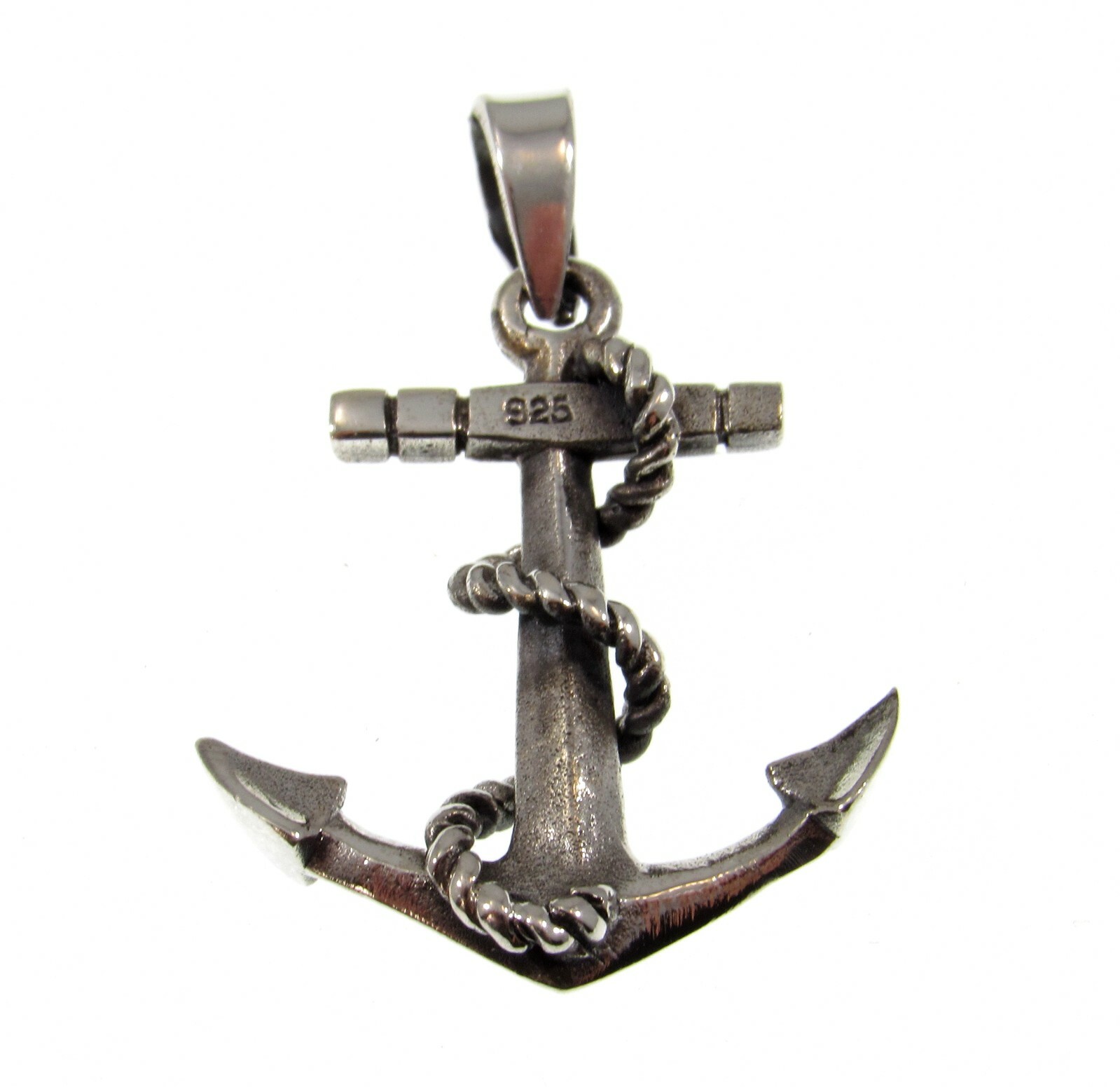 Handcrafted Solid 925 Sterling Silver 3D Nautical Boat Anchor And Rope ...