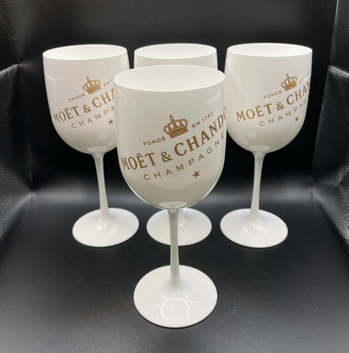 Set of 4 Moet Chandon Imperial Champagne WHITE Acrylic Plastic Goblet ...