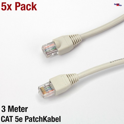 5x Cat 5e UTP Patch Cable Network Cable Ethernet Cable DSL Xbox PS4 3M ...