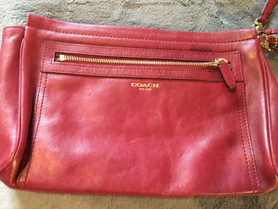 COACH Vintage Smooth Merlot Leather Wristlet Wallet Clutch Bag SEE DESC ...