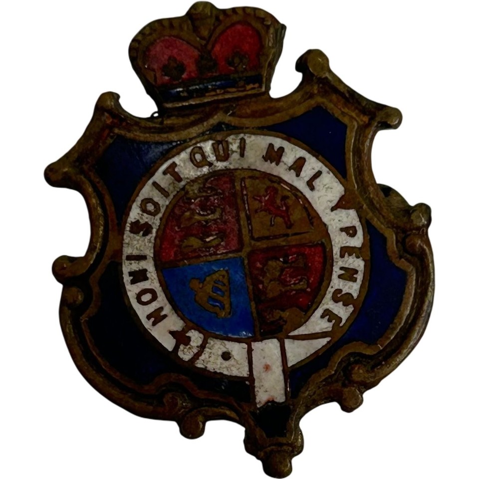 Vintage Enamel Military Badge with Crown and Motto Design Collectable ...