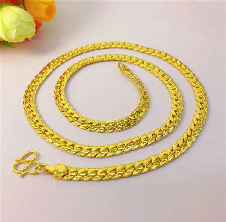 Men's Chain 22K 23K 24K THAI BAHT GOLD GP Necklace 26 Inch 42 Grams ...
