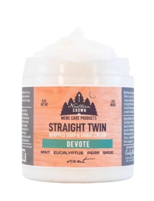 NEW NORTHERN CROWN STRAIGHT TWIN WHIPPED SOAP & SHAVE CREAM 8 OZ DEVOTE ...