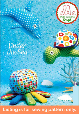 SEWING PATTERN Sew Stuffed Animal Soft Plush Toy Dolphin Octopus Sea ...