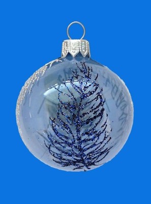 6cm WINTER BLUE FEATHERLIGHT BALL EUROPEAN GLASS CHRISTMAS ORNAMENT 263 ...