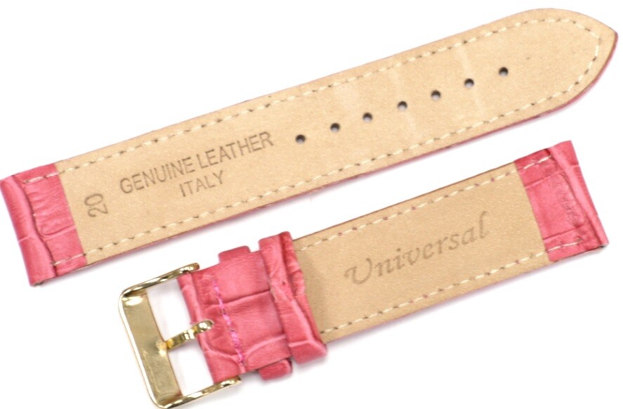 Watch Band Italian Genuine Leather 20MM and 22MM Pink Padded(Excellent ...