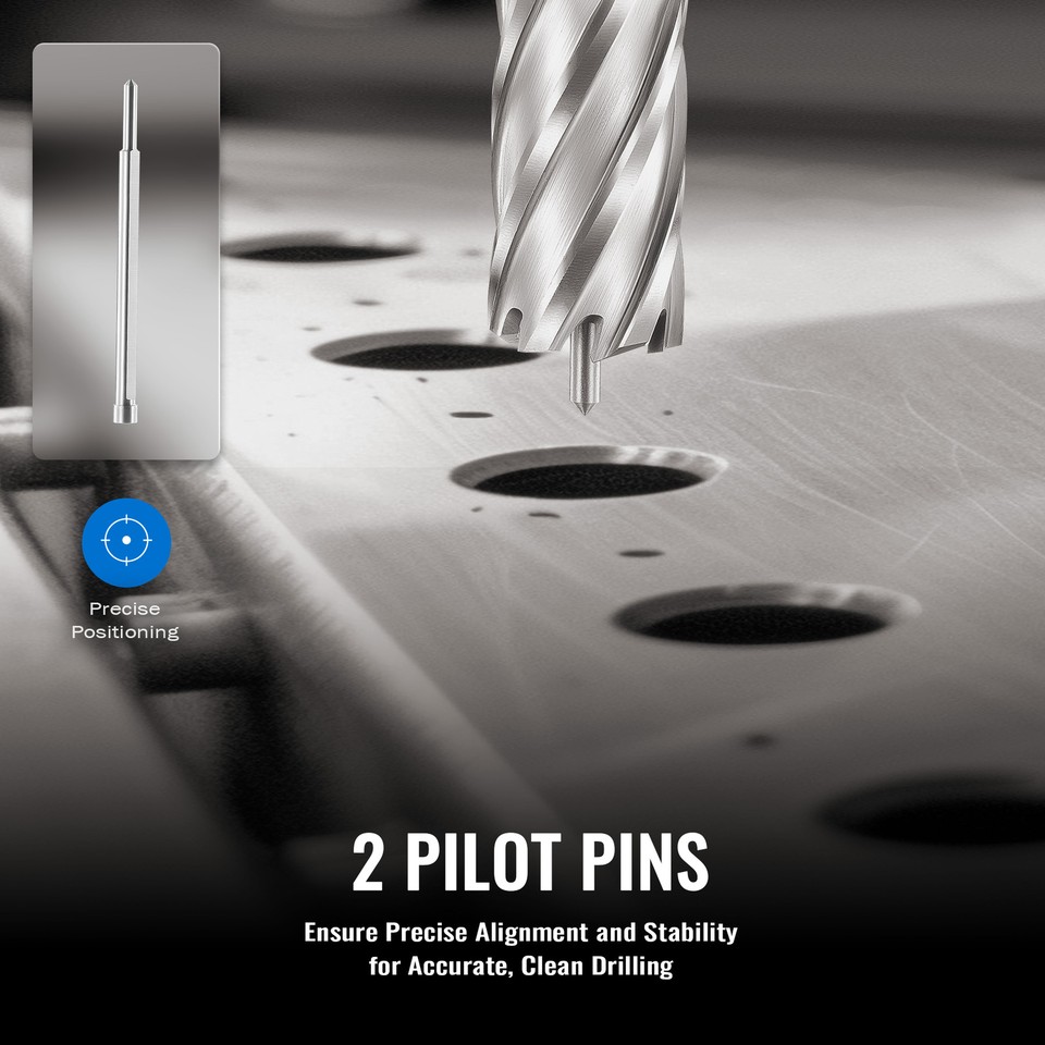 HSS Annular Cutter Set Weldon Shank Mag Drill Bits with 2 Pilot Pins 1 ...