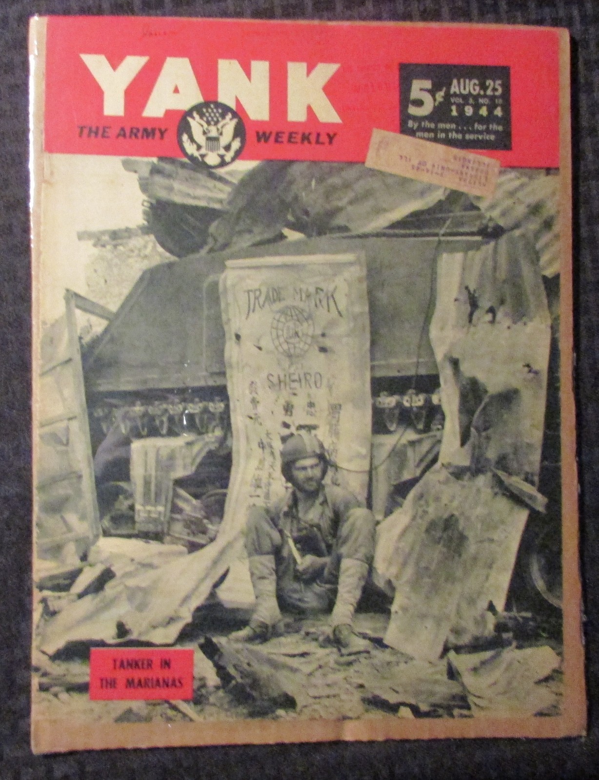 1944 Aug 25 YANK Army Magazine 10x14 COVER ONLY VG 4.0 World War 2 II ...