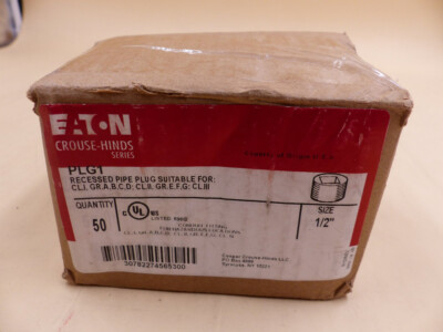 QTY 50 EATON PLG1 CROUSE-HINDS 1/2" IRON ALLOY RECESSED PIPE PLUG | eBay
