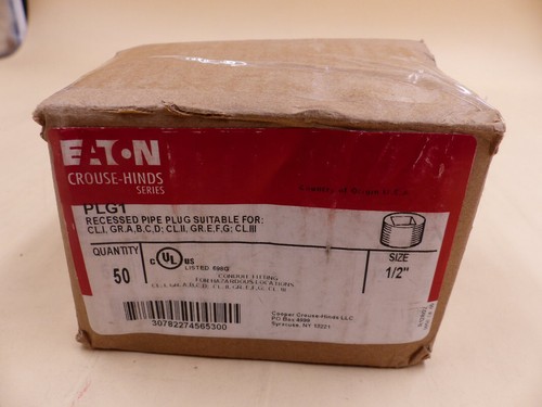 QTY 50 EATON PLG1 CROUSE-HINDS 1/2" IRON ALLOY RECESSED PIPE PLUG | eBay