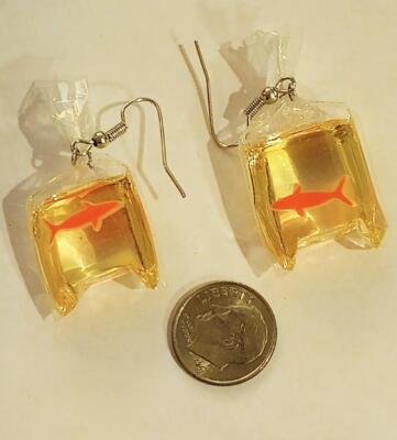 Novelty Goldfish in a Plastic Bag Earrings Celebrate Your State Fair ...