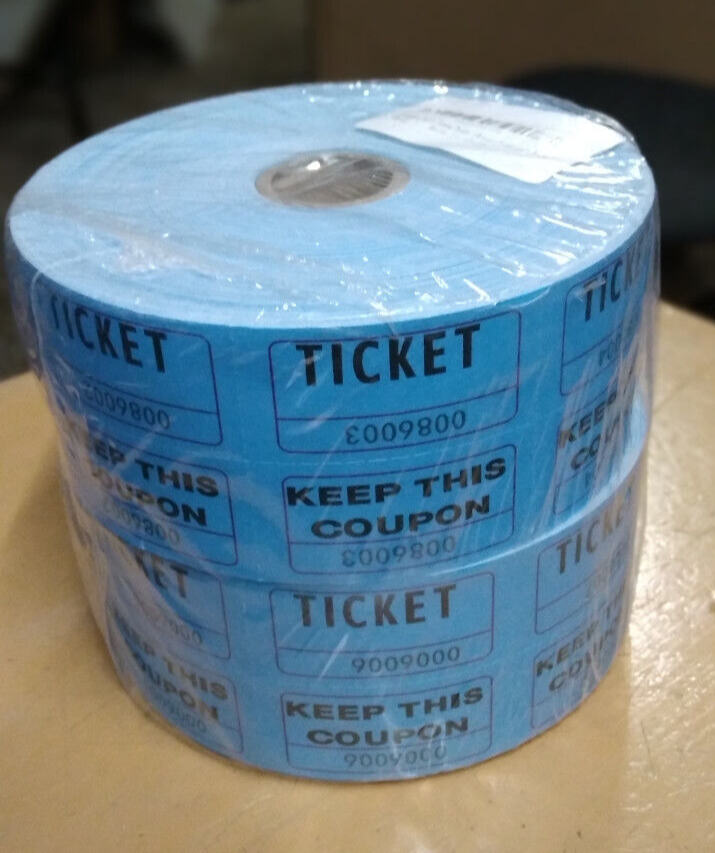 2 Rolls 1000 Double Numbered Ticket roll fundraiser prize show event ...
