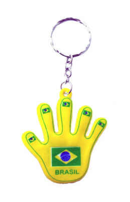 Brazil Flag Hand Keyring Novelty Keychain World Cup Football Brasil ...