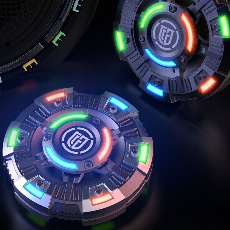 Fidget Spinner Silent EDC Slider Invader Gyro Fidget Metal Luminous ...
