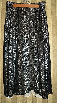 vintage Kathy Landau On-the-Go style skirt size M medium black lace ...