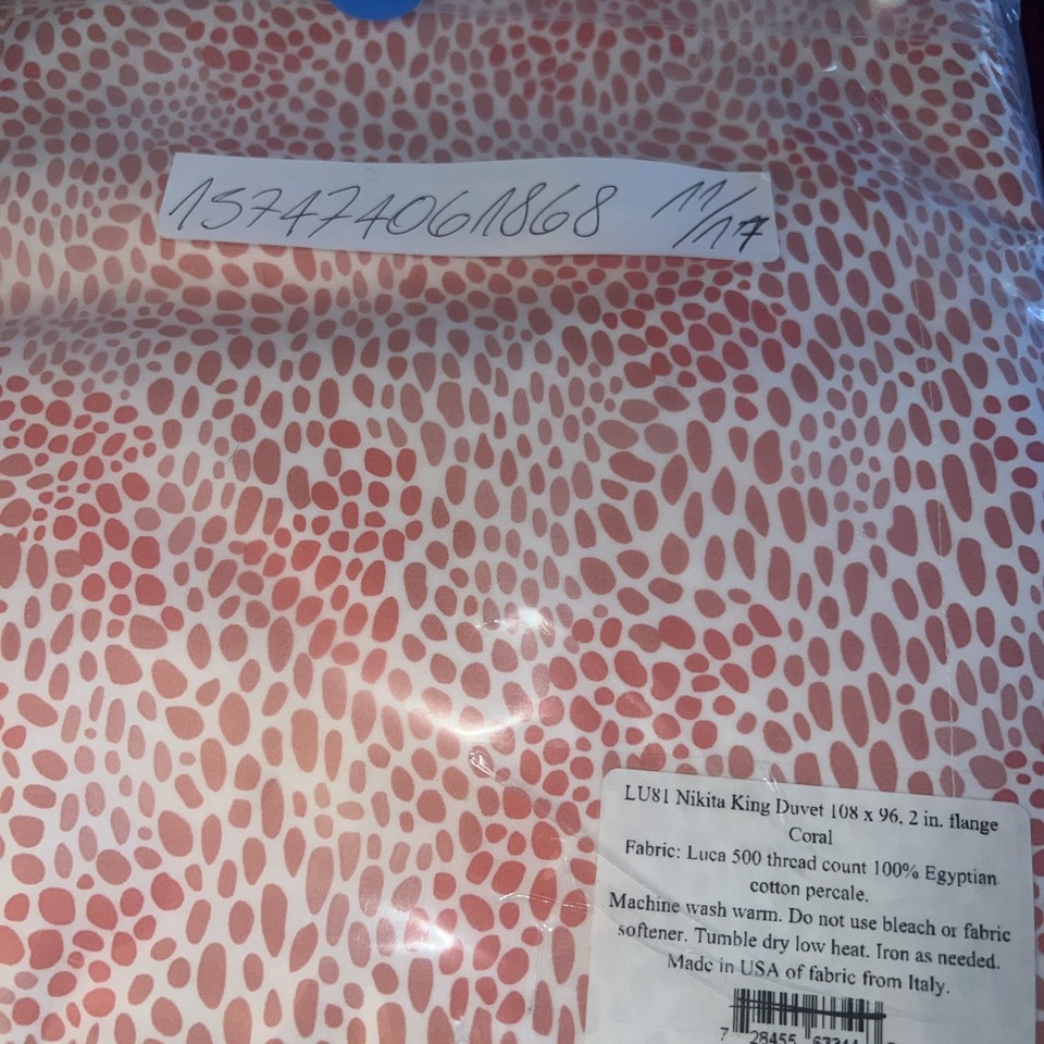 Matouk King Duvet Cover Lulu DK Nikita Poppy Coral Egyptian Cotton ...