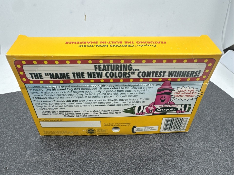 1993 Crayola Crayons 96 Count Big Box Ltd Edition Name the New Color ...