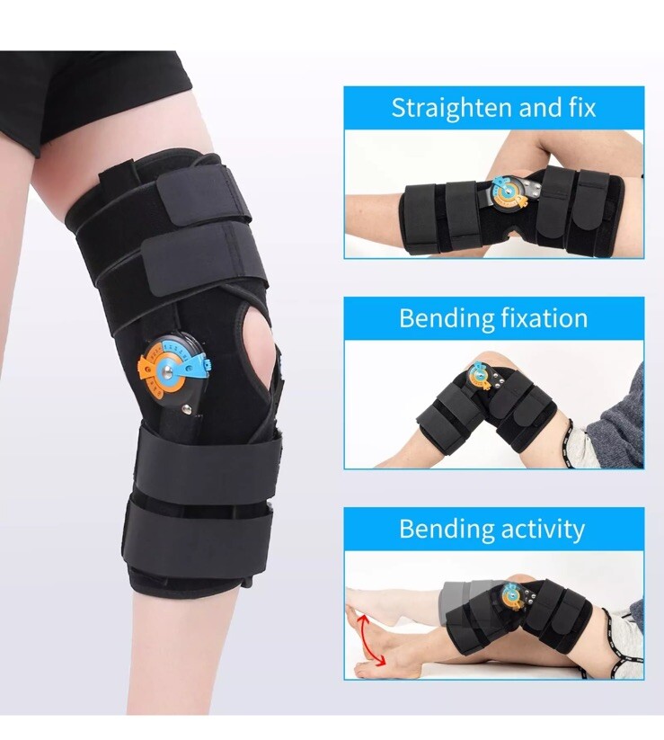 Hinged ROM Knee Braces Adjustable Knee Immobilizer Support for Knee ...