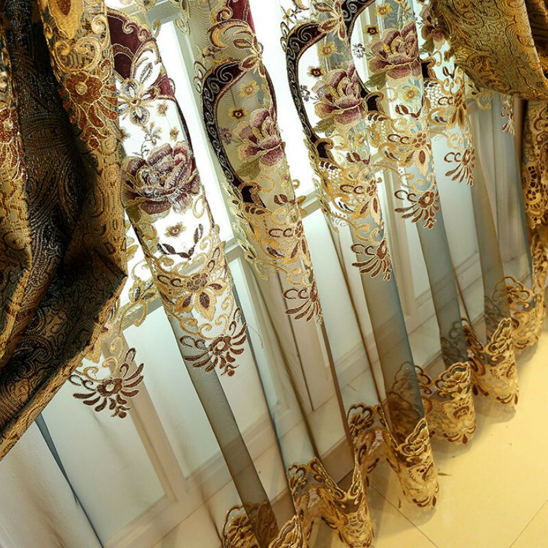 European Embroidery Curtain Fabric Water-soluble Window Drape Semi ...