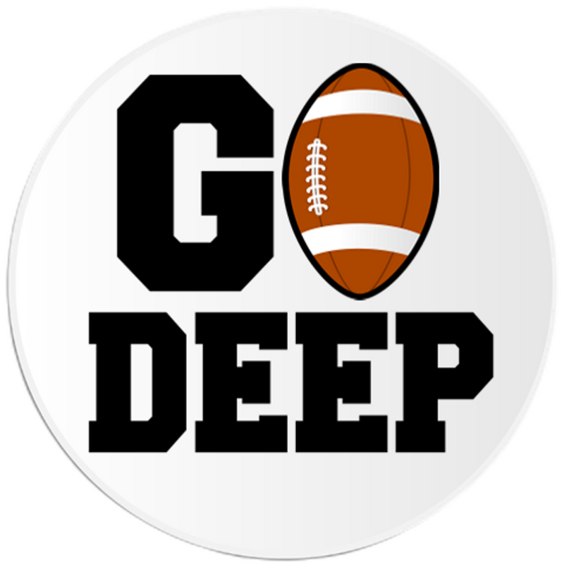 Go Deep Football - 3 Pack Circle Stickers 3 Inch - Sports Athlete Team ...