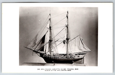 RPPC Brig Rigged Corvette Model Ship MA Museum of Fine Arts Real Photo ...