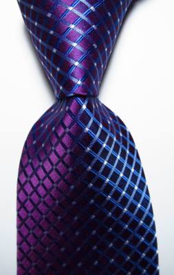New Classic Checks Purple White Blue JACQUARD WOVEN 100% Silk Men's Tie ...