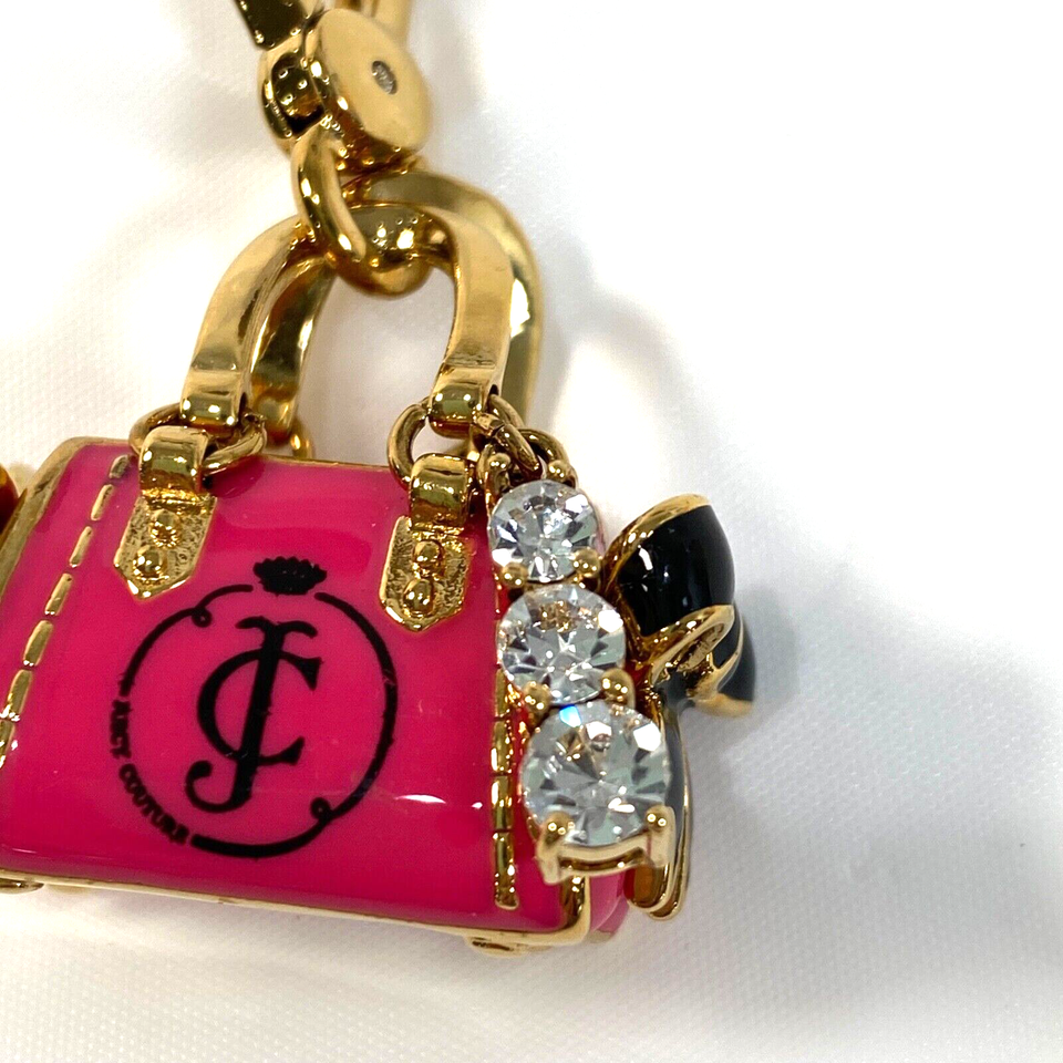 Juicy Couture Charm Pink Daydreamer Bag Black Enamel Bows Crystals ...