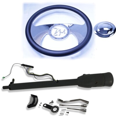 32" Black Automatic Auto Tilt Shift Steering Column & Hawk Wing Style ...