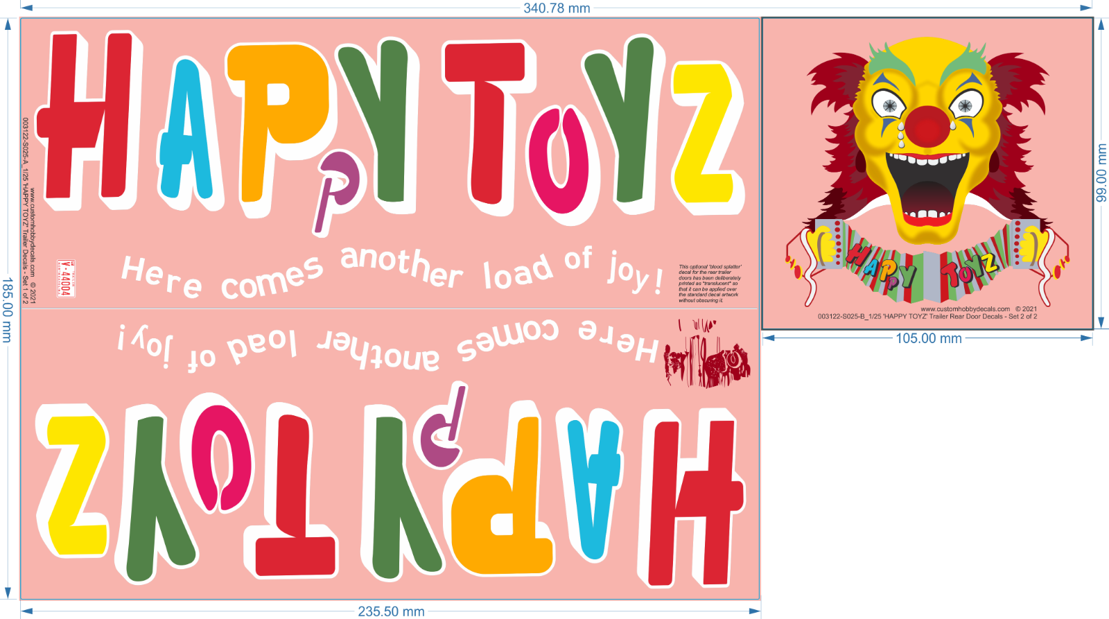 'HAPPY TOYZ' Trailer Decals - 1/16 1/25 1/50 - Water Decals | eBay