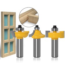 3x Glass Door Router Bit Set Round Over Bead 1/2" Shank Woodworking ...