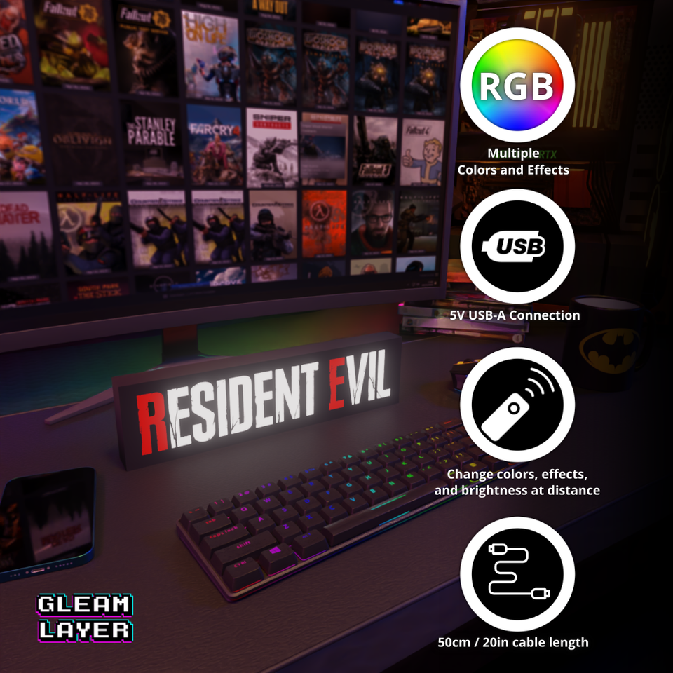 Resident Evil Led Gaming Lightbox RGB Light Sign | eBay