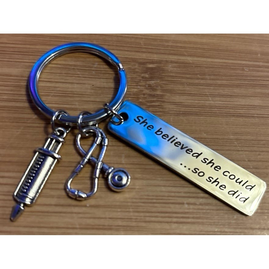 NEW Silver Gift Keychain for Nurse/Dr/Healthcare Worker - She Believed ...