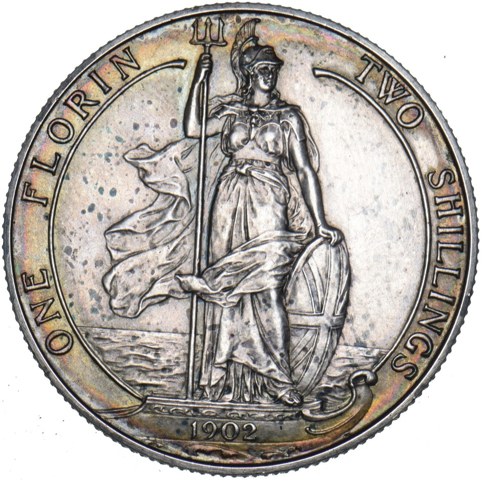 1902 Matt Proof Florin - Edward VII British Silver Coin - Very Nice ...