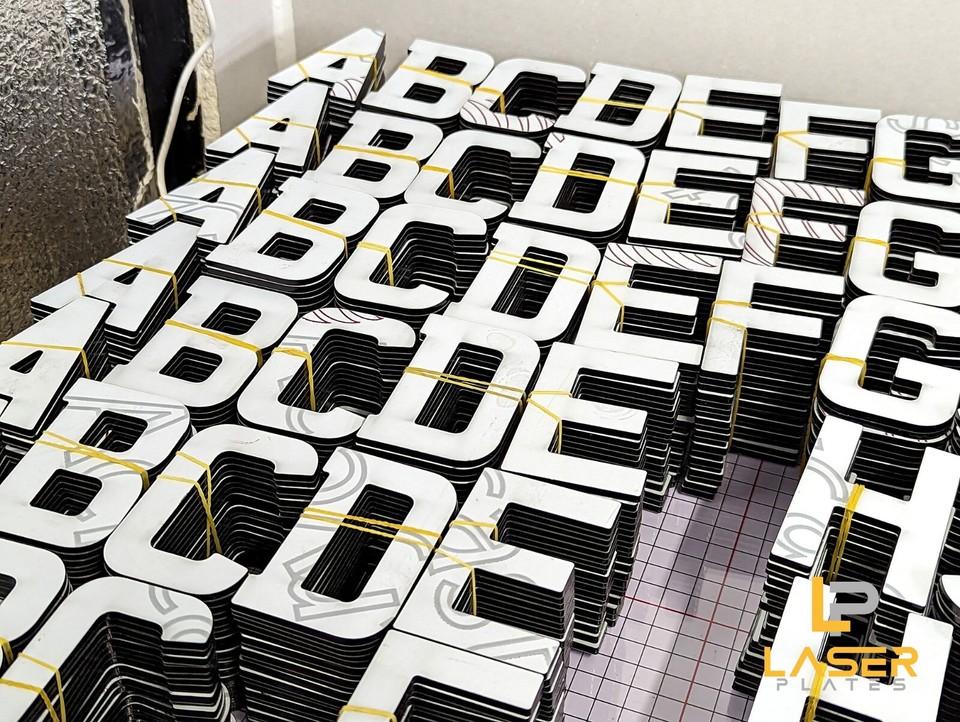 4D / 3D LASER CUT Number Plate Letters/Characters- 3mm Gloss Black Self ...