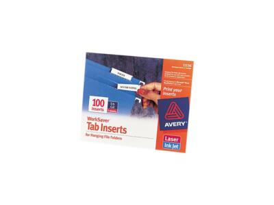 Avery 11136 Printable Inserts for Hanging File Folders, 1/5 Tab, Two ...
