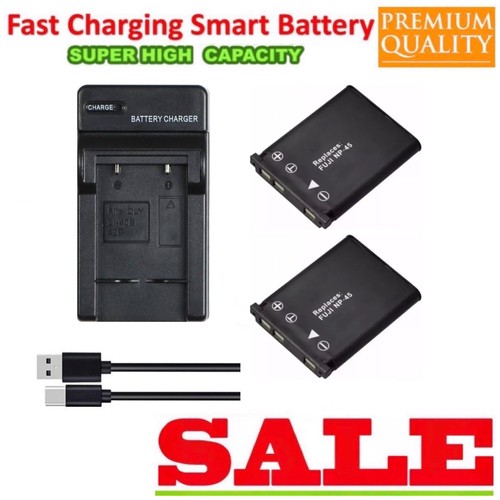 2x NP-45/ 45A/ 45S Battery &Charger for Fuji FinePix XP140 XP130 XP120 ...