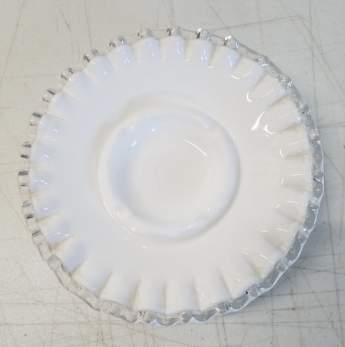 Fenton Silver Crest 7" Glass Ashtray 1952 White with Ruffled Edge 1593 ...