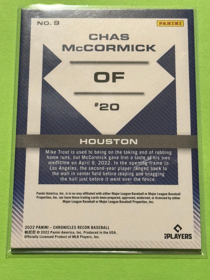 2022 Panini Chronicles Recon Chas McCormick Rookie #9 Astros (1B) | eBay