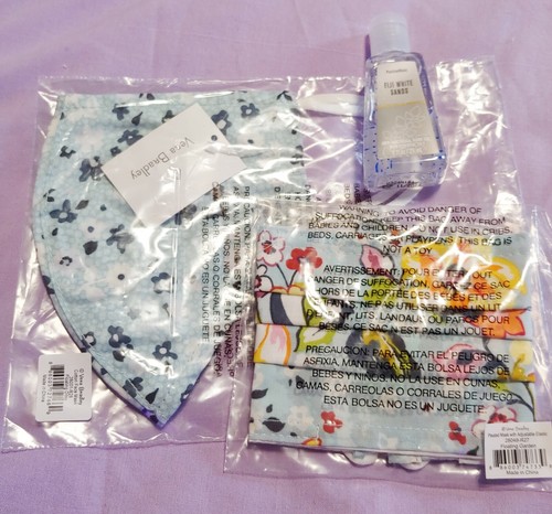 NWT LOT VERA BRADLEY MASK FLOATING GARDEN & DITSY FUGI WHITE SAND ear ...