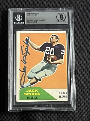 JACK SPIKES 1960 FLEER ROOKIE SIGNED AUTOGRAPHED CARD BECKETT BAS ...