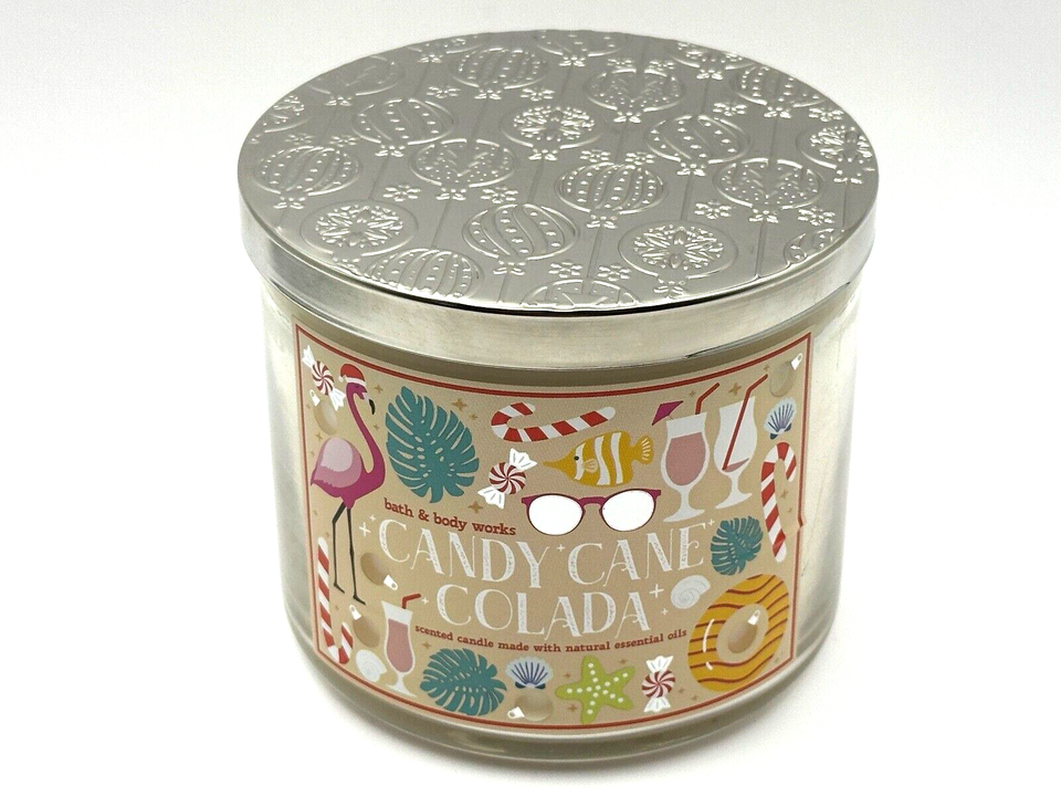 NEW 1 BATH & BODY WORKS CANDY CANE COLADA LARGE SCENTED 3-WICK 14.5 OZ ...